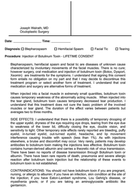Free BOTOX® (Botulinum Toxin) Patient Consent Forms