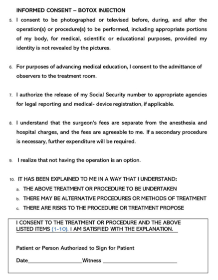 Free BOTOX® (Botulinum Toxin) Patient Consent Forms