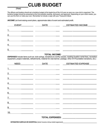 Club Budget Templates & Samples (Excel | PDF)