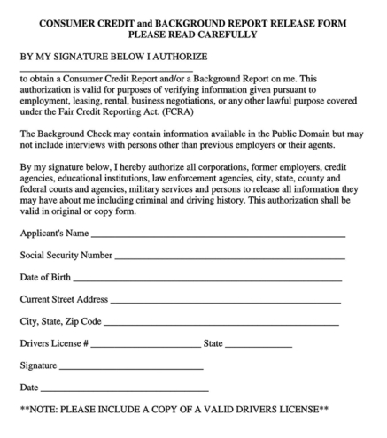 Credit Report Authorization Forms - Printable - Word | PDF