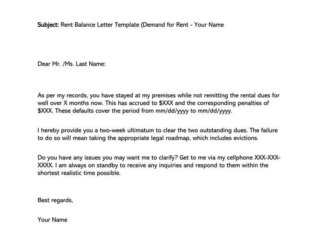 Sample Rent Balance (Demand for Rent) Letter
