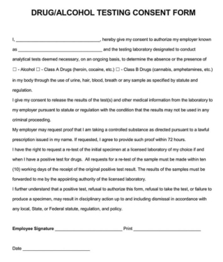 Free Drug / Alcohol Testing Consent Forms (Word | PDF)