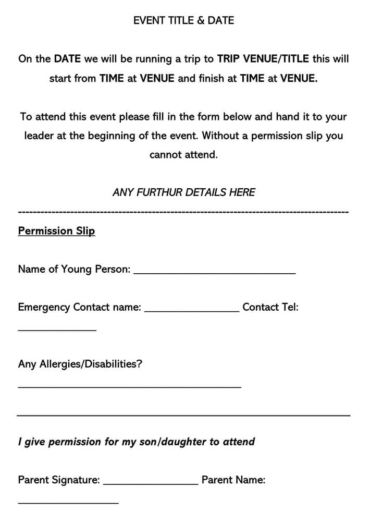 Free Field Trip Consent (Permission) Forms (Word | PDF)