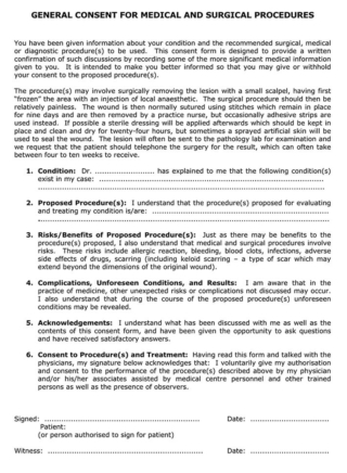 Free Surgical Consent Forms (Word | PDF)