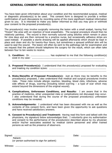 Free Surgical Consent Forms (Word | PDF)