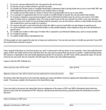 Free HIV Consent Forms (Informed) - PDF | Word