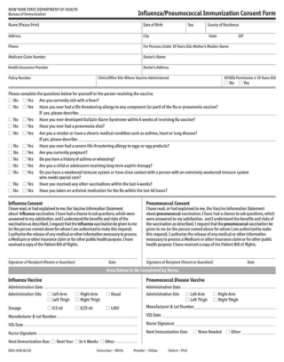 Free Flu Shot (Influenza) Vaccine Consent Forms | Word, PDF