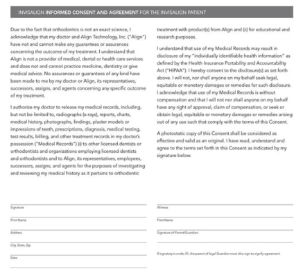 Free Invisalign Informed Consent Forms (US) Word | PDF