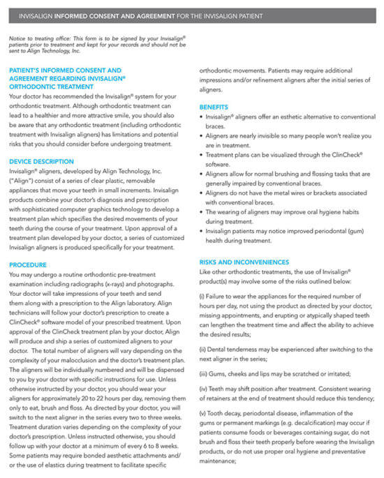 Free Invisalign Informed Consent Forms (US) Word | PDF
