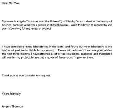 Permission Letter to Use Laboratory (Sample Letters)