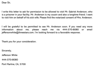 Permission Letter to Visit Prisoner (Sample Letters)