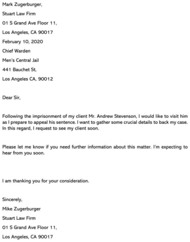 Permission Letter to Visit Prisoner (Sample Letters)