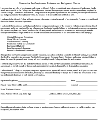 Pre-Employment Background Check Authorization Forms (PDF)