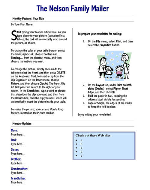 7 Amazing Family Newsletter Templates (Word - PDF)