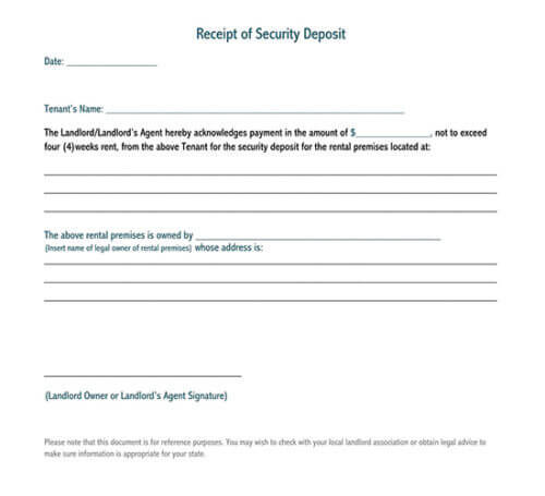 6 Free Security Deposit Receipt Templates | Word - PDF