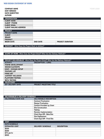 16 Free Statement of Work (SOW)Templates (Word | Excel)