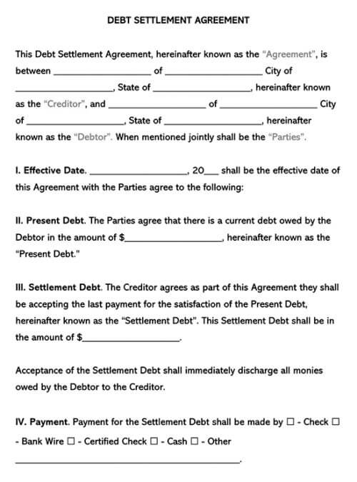 Free Debt Settlement Agreement Templates (Word | PDF)