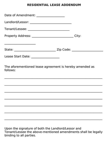 Free Residential Lease Addendum Forms (Word | PDF)