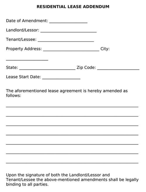 Free Residential Lease Addendum Forms (Word | PDF)