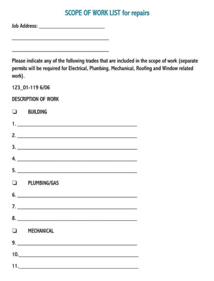 14 Simple Scope of Work Templates (Word) | Free Downloads