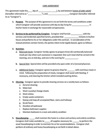Free Caretaker Service Agreement Templates (Word | PDF)