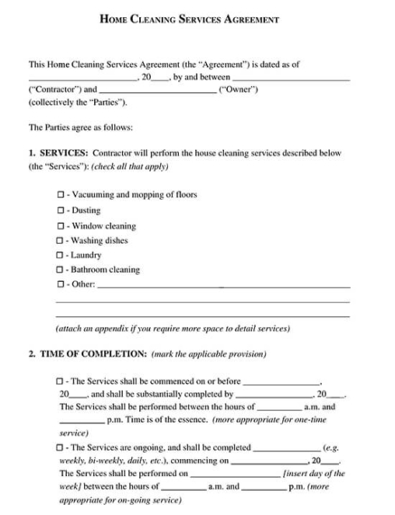 Free Cleaning Service Contract Templates (Word | PDF)
