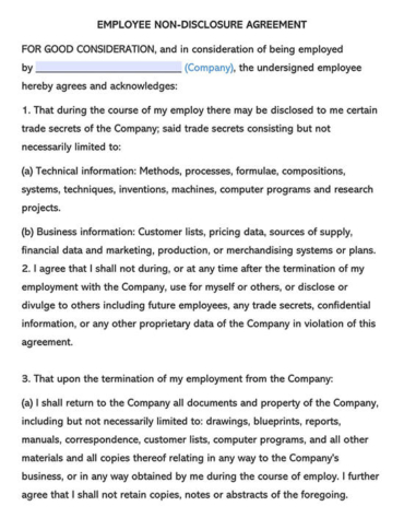 Free Employee Non-Disclosure (NDA) Agreement Templates