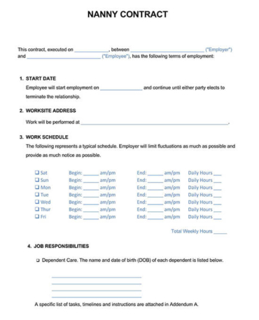 Nanny Contract Templates (Basic Guide & Examples)