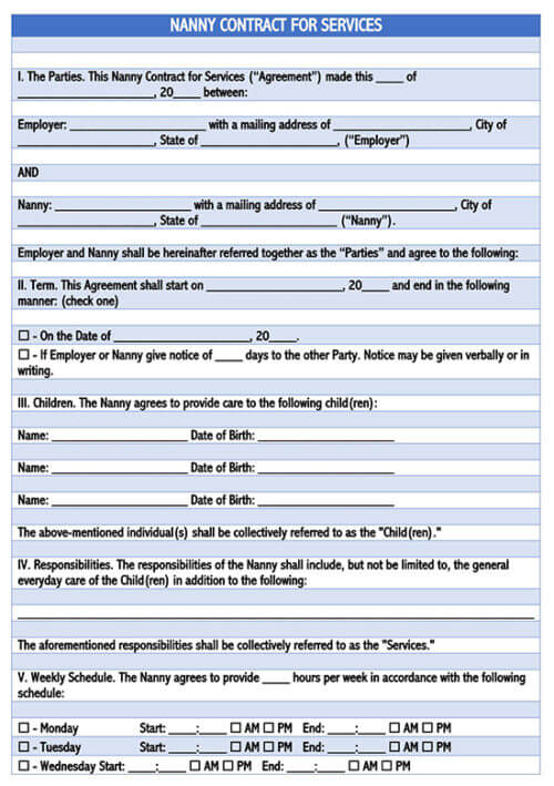 Nanny Contract Templates (Basic Guide & Examples)