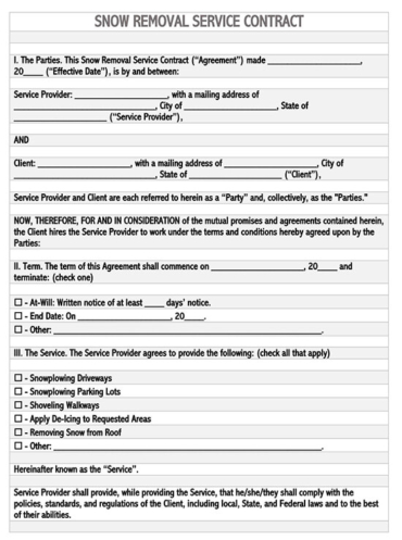 Free Snow Removal Contract Templates (Word | PDF)