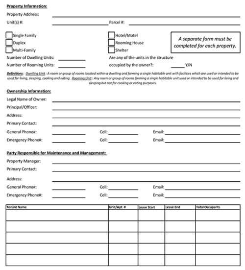 Free Tenant Information Update Forms (PDF)