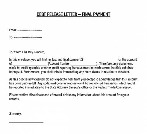 Debt Release Letter (How to Write) Free Samples