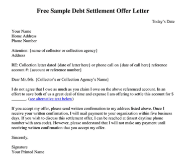 Debt Settlement Offer Letter | How to Write (Samples)