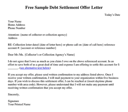 Debt Settlement Offer Letter | How to Write (Samples)