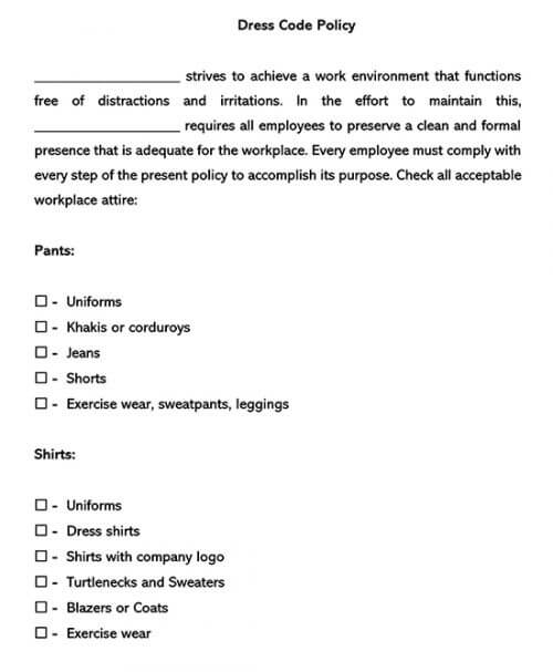 Dress Code Policy (With Example and guidelines)