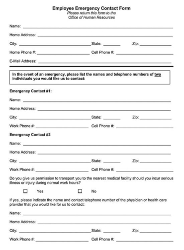 Free Employee Emergency Contact Forms (Word | PDF)