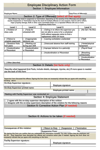 Free Employee Disciplinary Action Forms (Word | PDF)