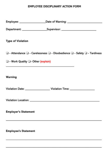 Free Employee Disciplinary Action Forms (Word | PDF)