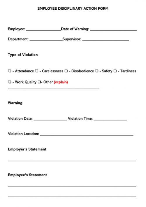 Free Employee Disciplinary Action Forms (Word | PDF)