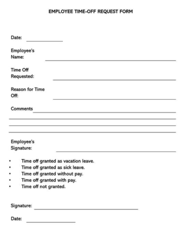 Free Employee Time-off Request Forms (Word | PDF)