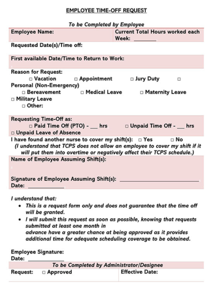 Free Employee Time-off Request Forms (Word | PDF)