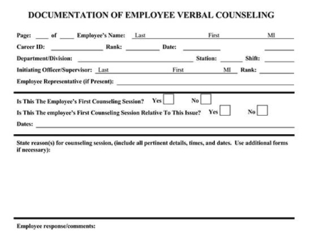 Free Employee Counseling Forms | PDF - Word