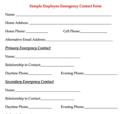 Free Employee Emergency Contact Forms (Word | PDF)