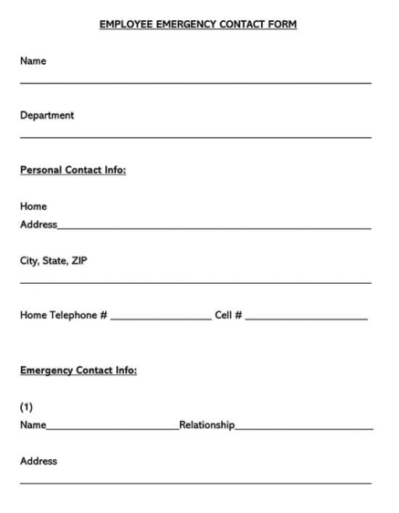 Free Employee Emergency Contact Forms (Word | PDF)