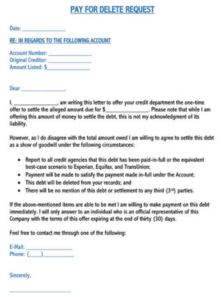 Pay for Delete Letter Templates (Samples& Examples)
