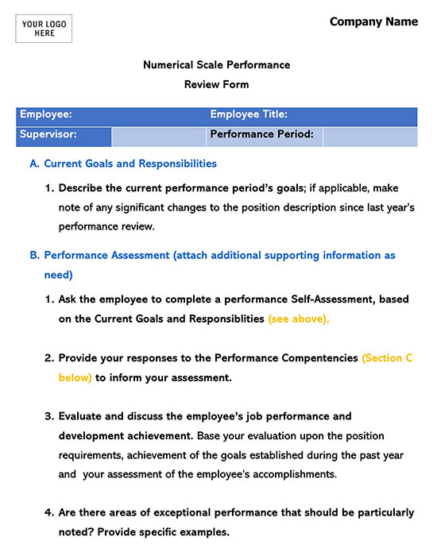 Free Employee Evaluation (Performance) Forms - Word | PDF