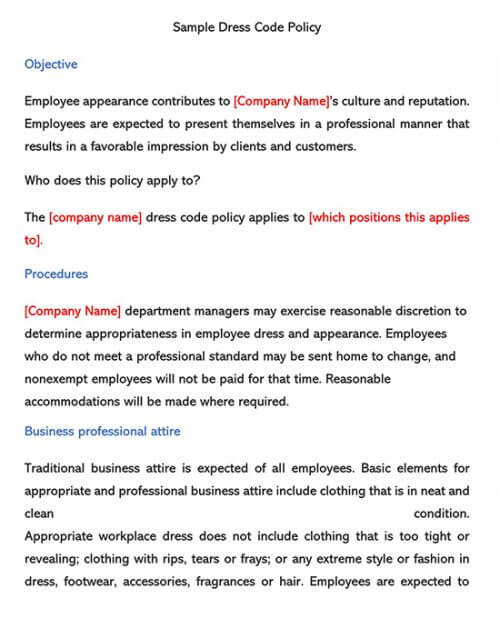 Dress Code Policy (With Example and guidelines)