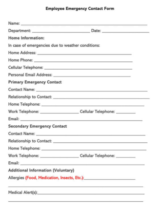 Free Employee Emergency Contact Forms (Word | PDF)