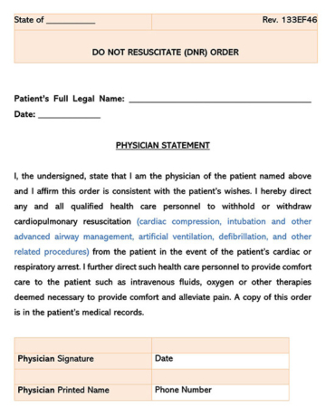 Free Do Not Resuscitate (DNR) Forms - Word