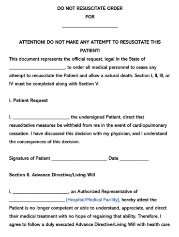 Free Do Not Resuscitate (DNR) Forms - Word